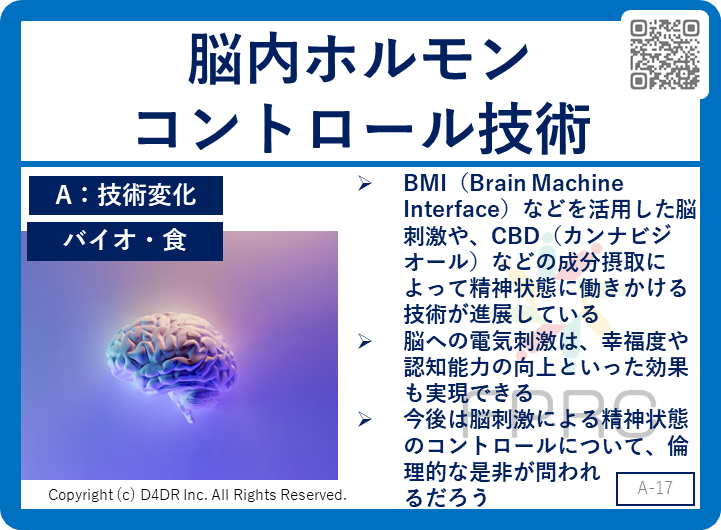 a-17 : 脳内ホルモンコントロール技術 | 未来コンセプトペディア | D4DR株式会社